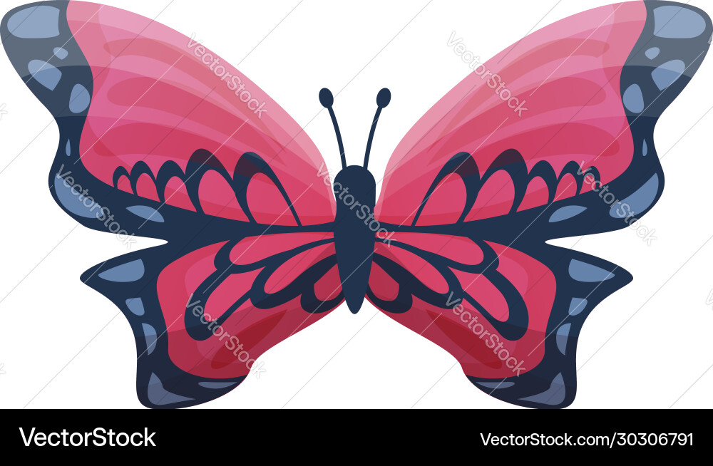 Red butterfly icon cartoon style Royalty Free Vector Image