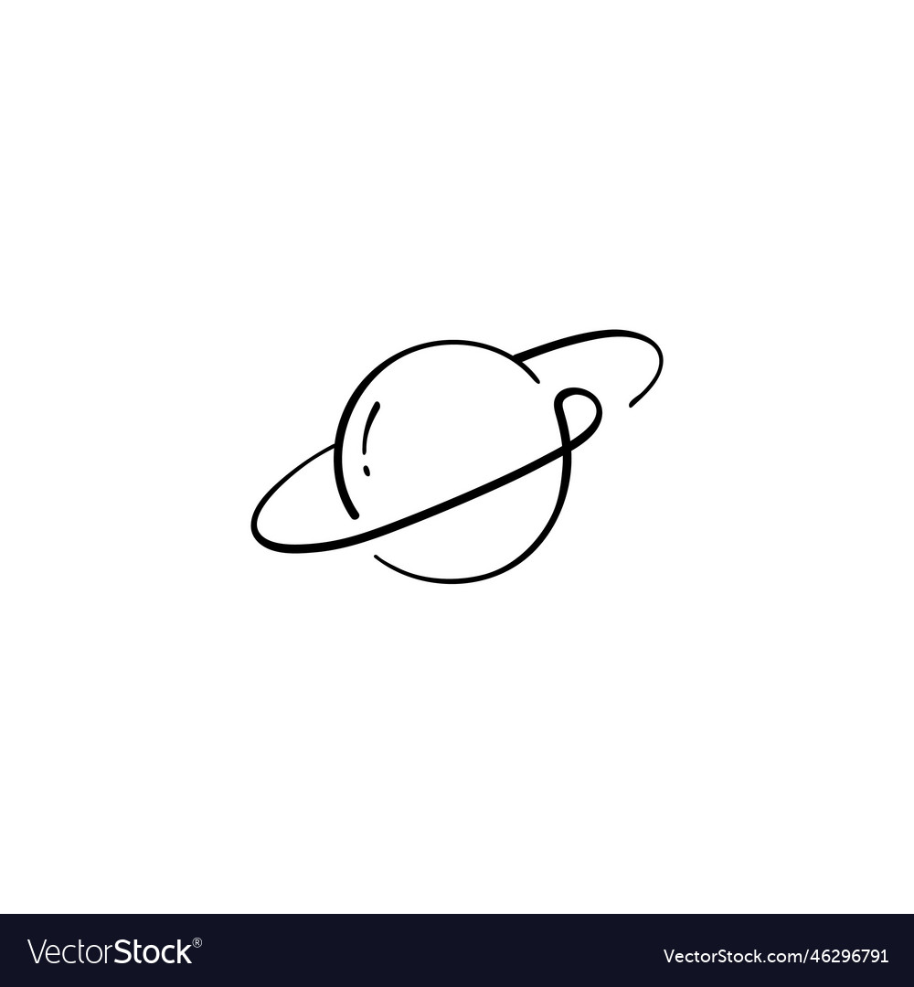 Saturn Planet Line Style Icon Design Royalty Free Vector