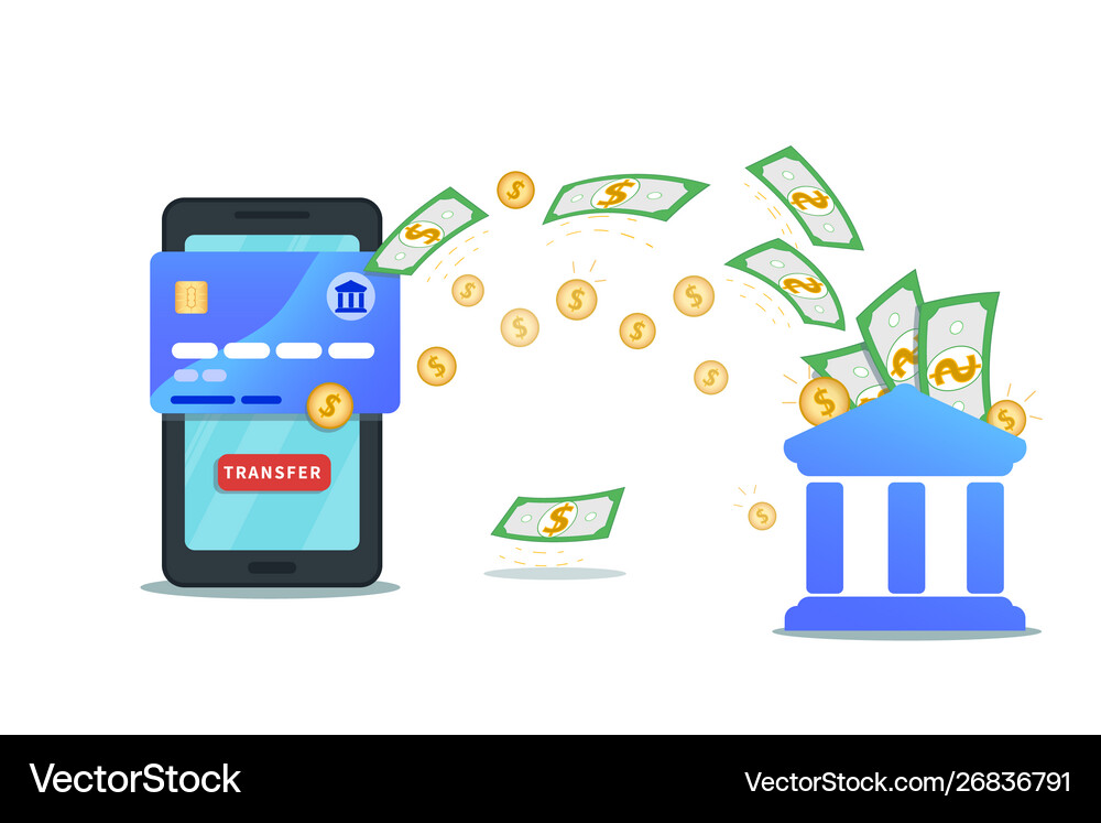 Send money online using bank account and mobile Vector Image