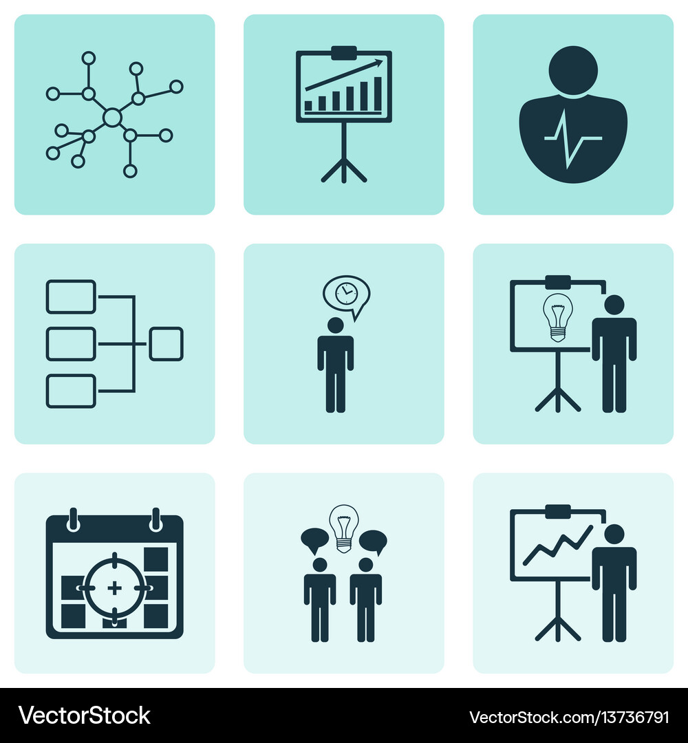 Set of 9 authority icons includes conversation Vector Image