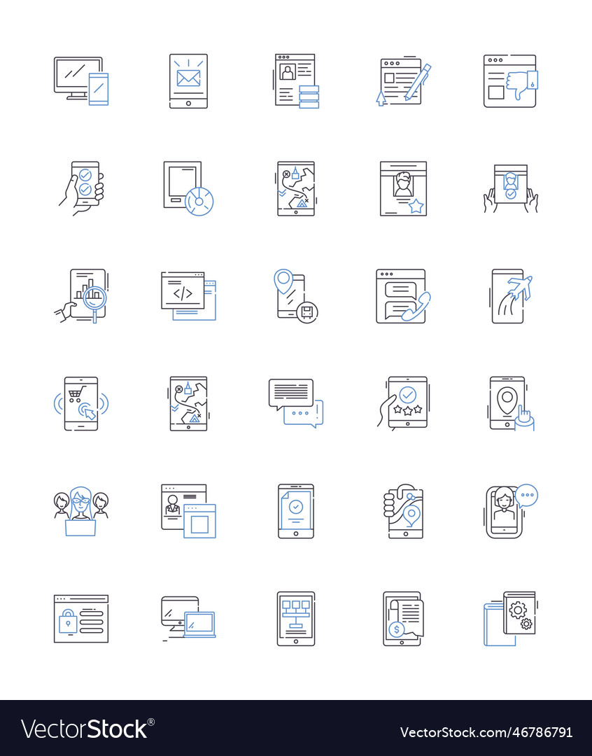 Wireless line icons collection bluetooth wifi Vector Image Wireless line icons collection bluetooth wifi Vector Image