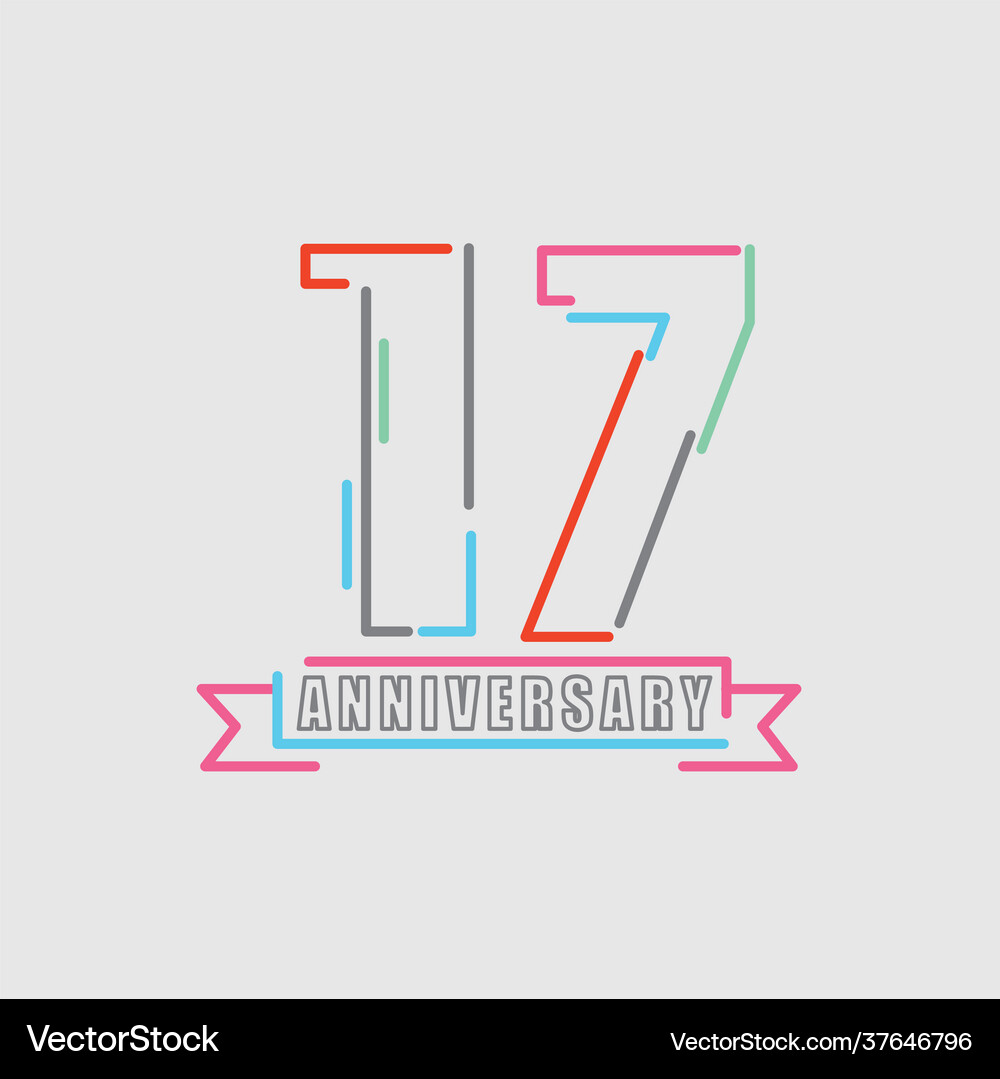 17th years anniversary logo birthday celebration Vector Image