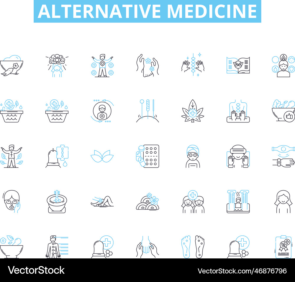 Alternative medicine linear icons set acupuncture Vector Image