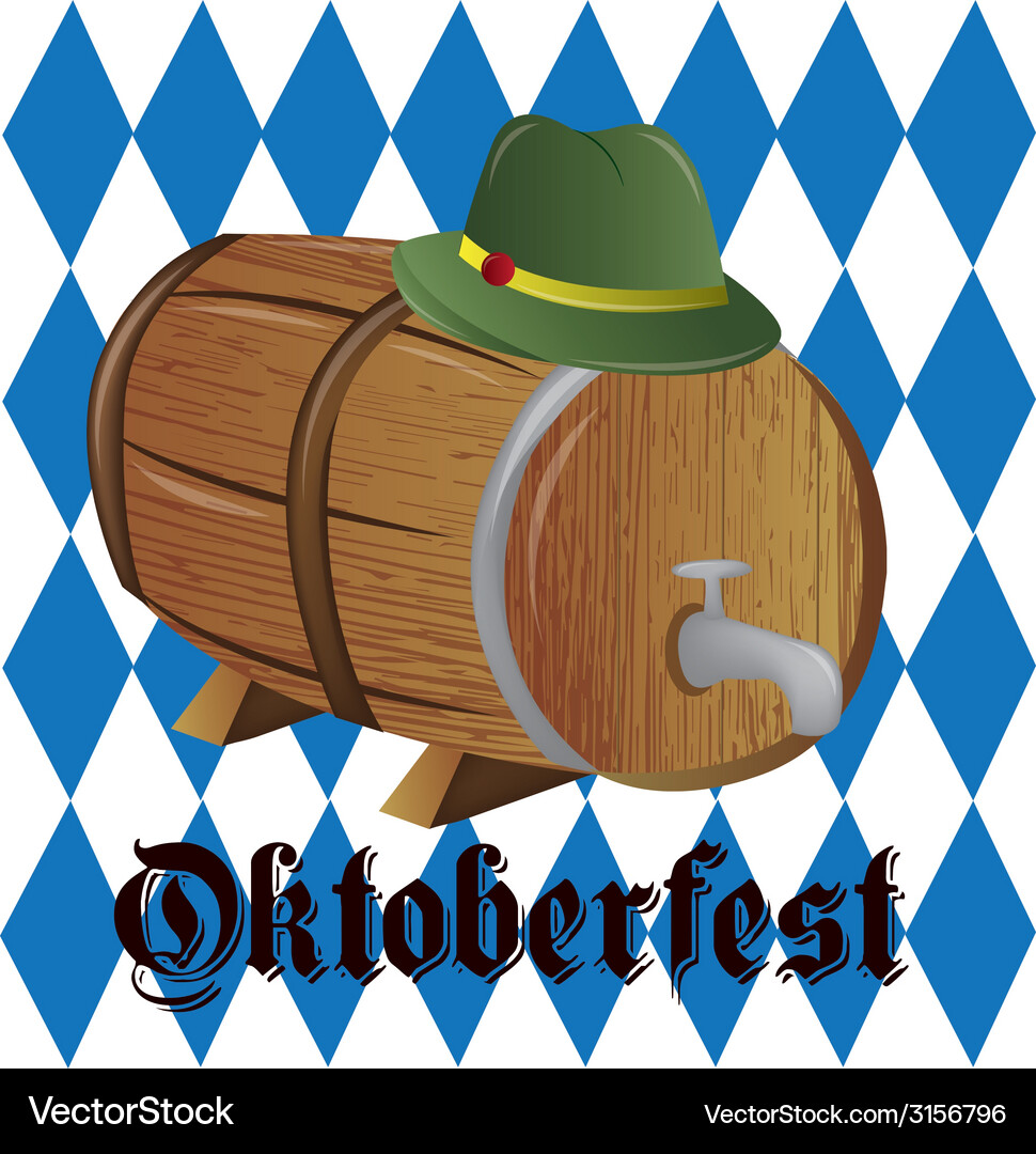 An isolated beer barrel with a traditional hat on Vector Image