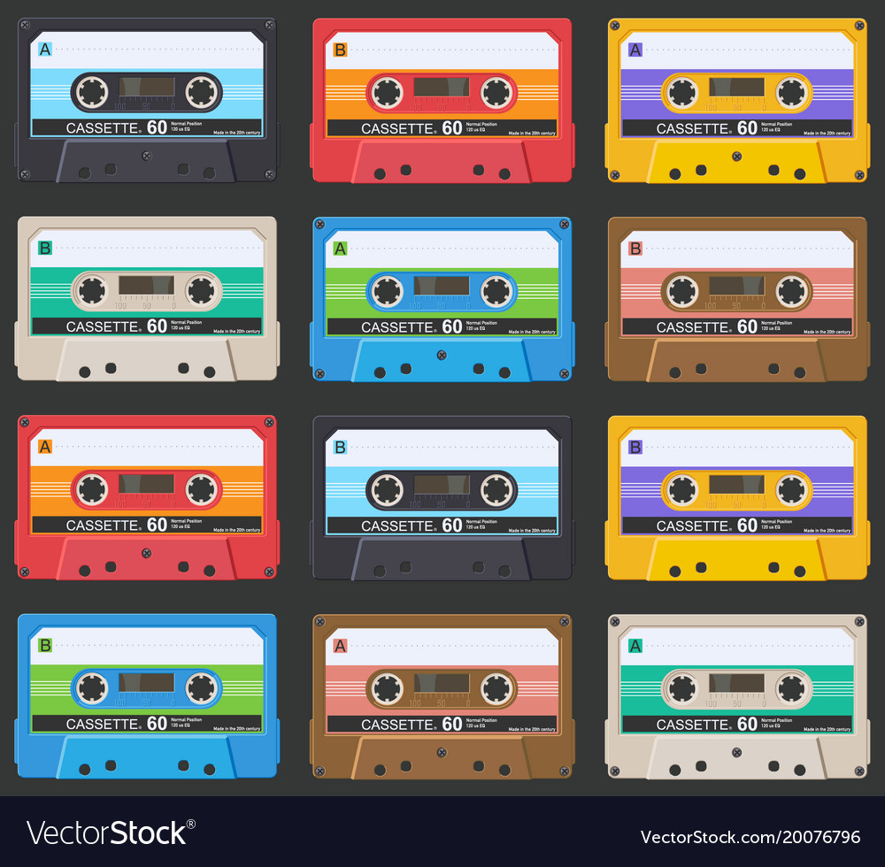 Cassette-pattern-02 Royalty Free Vector Image - VectorStock