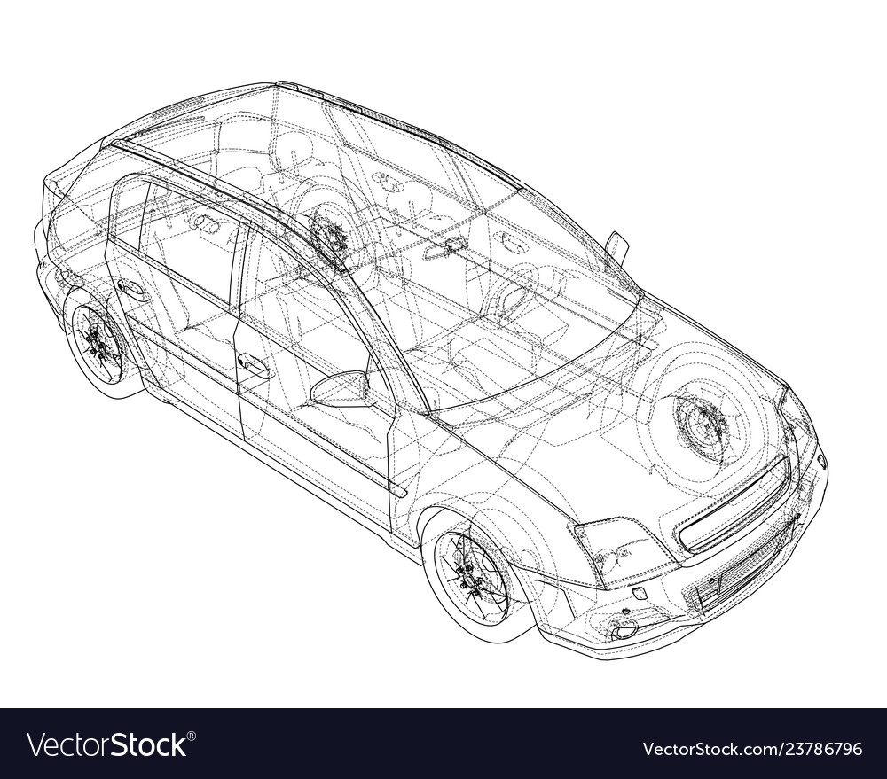 Concept car rendering 3d Royalty Free Vector Image