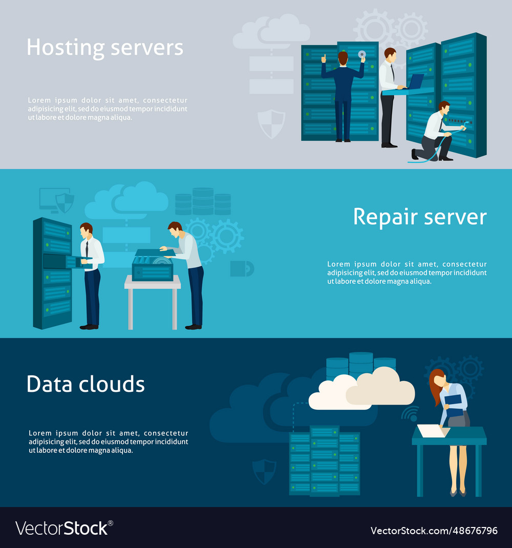 Datacenter banner set Royalty Free Vector Image