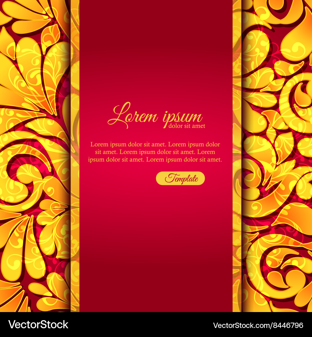 Elegant ornamental card with lace gold pattern Vector Image