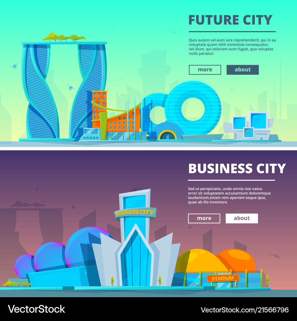Futuristic buildings of Royalty Free Vector Image