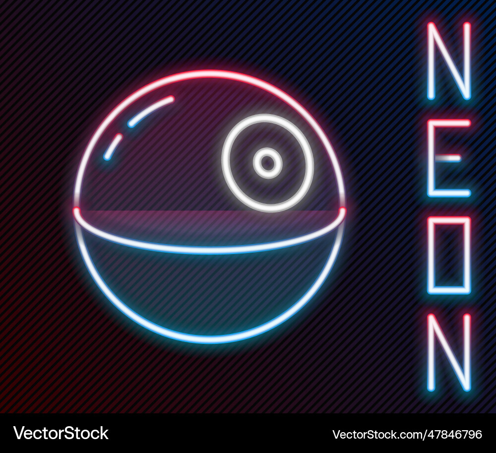 Glowing neon line death star icon isolated Vector Image