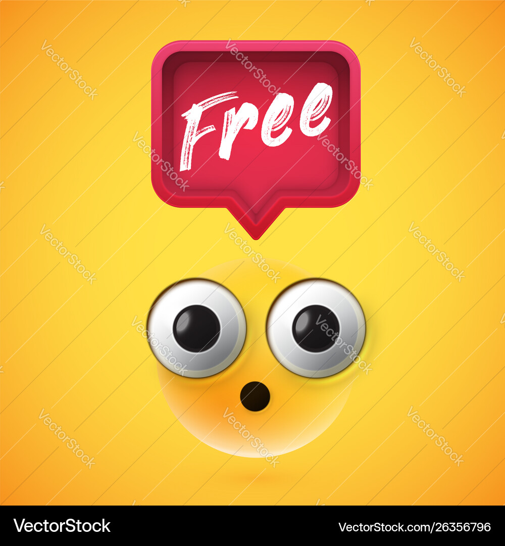High detailed wondering smiley with a 3d speech Vector Image
