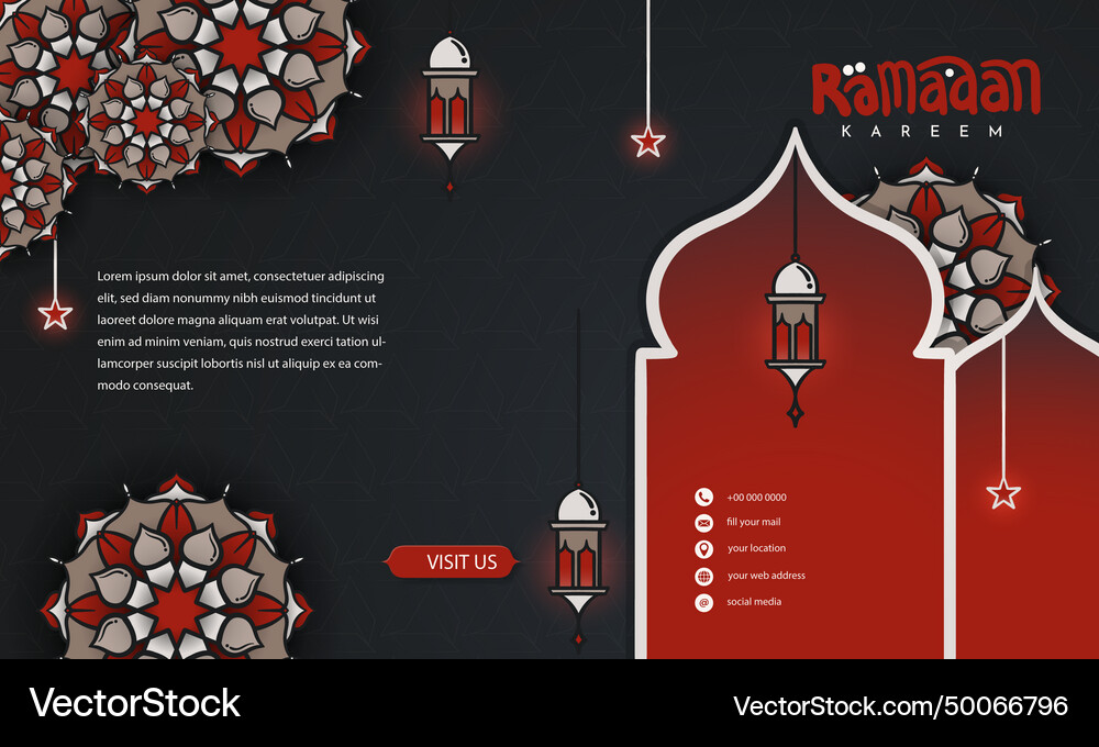 Islamic background design with red black and gold Vector Image