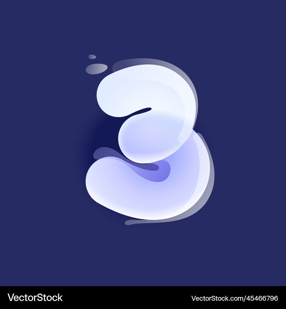 Number three lilac colored logo in glassmorphism Vector Image