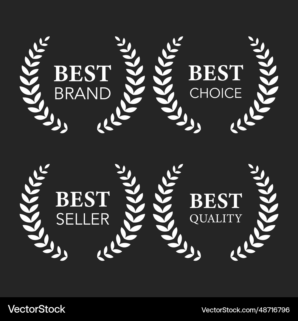 Quality emblems with laurel wreath Royalty Free Vector Image