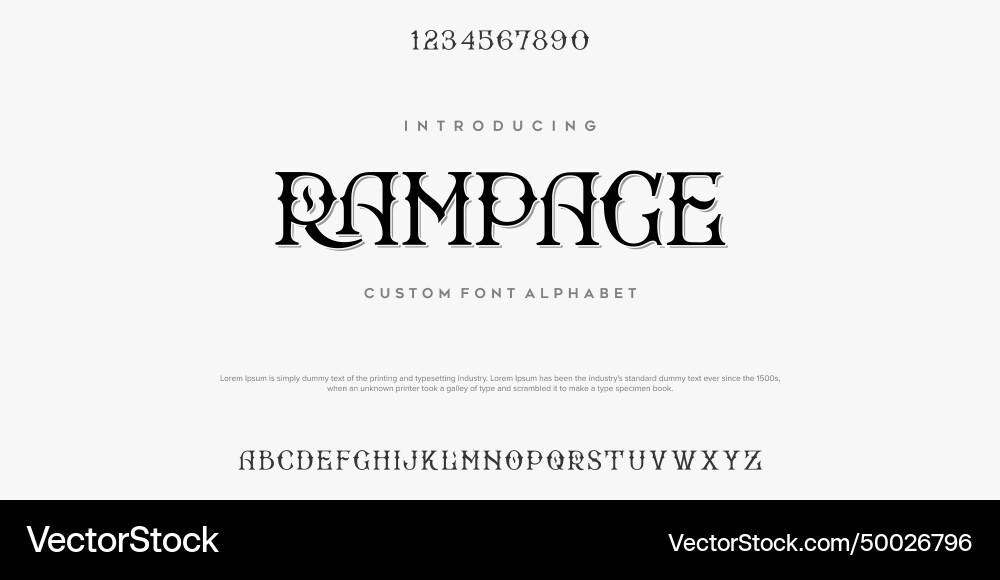 Rampage elegant font letter alphabet set Vector Image