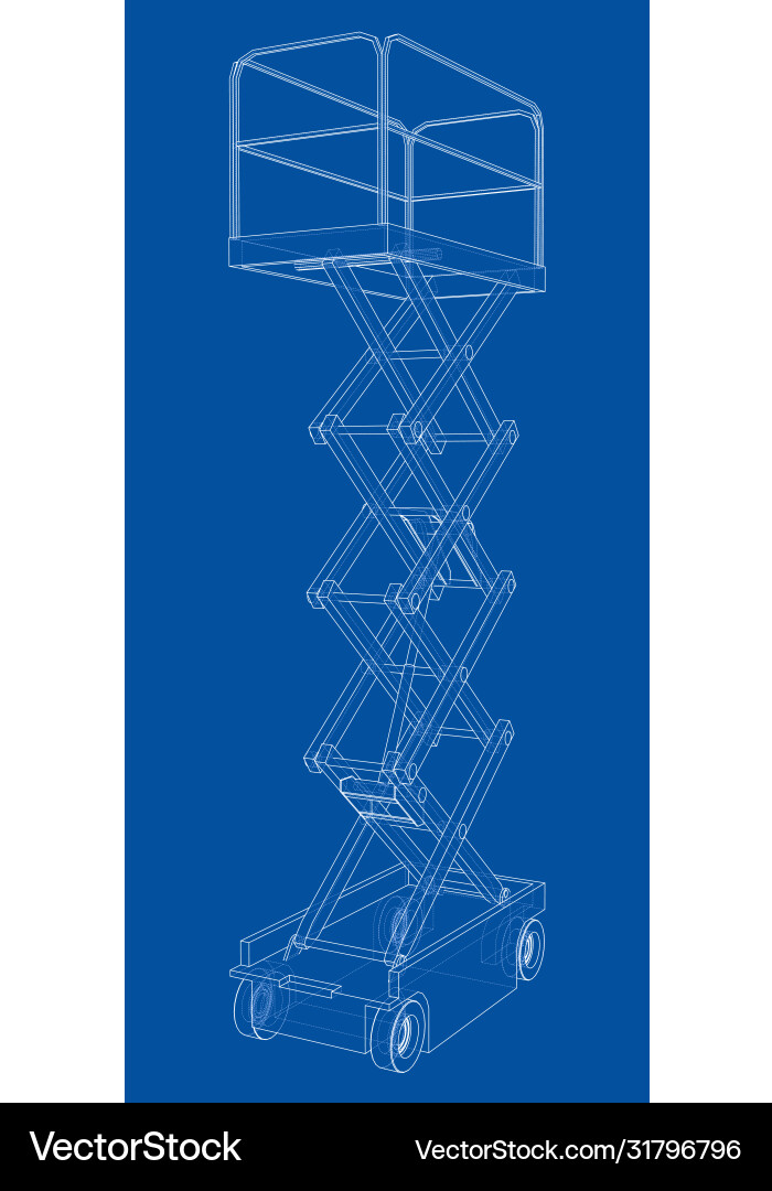 Scissor lift concept outline Royalty Free Vector Image