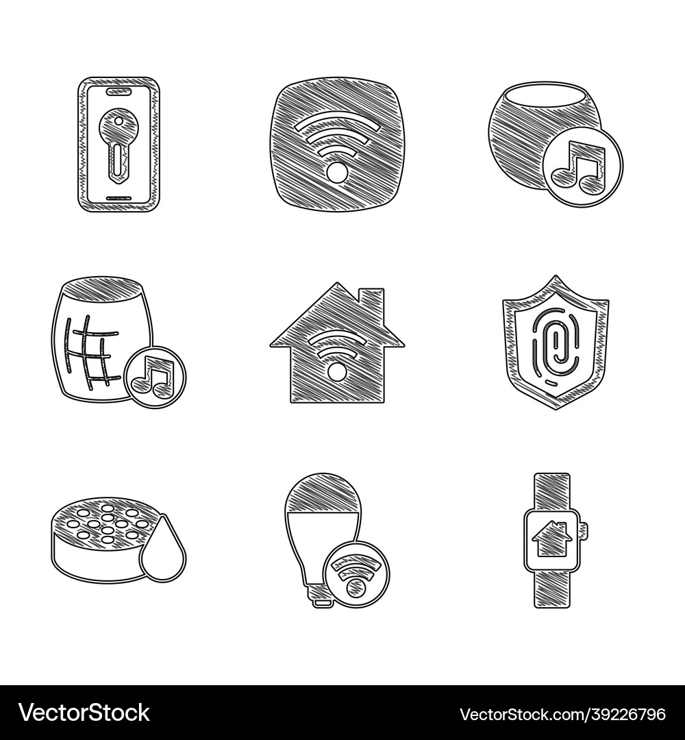 Set smart home with wi-fi light bulb smart watch Vector Image
