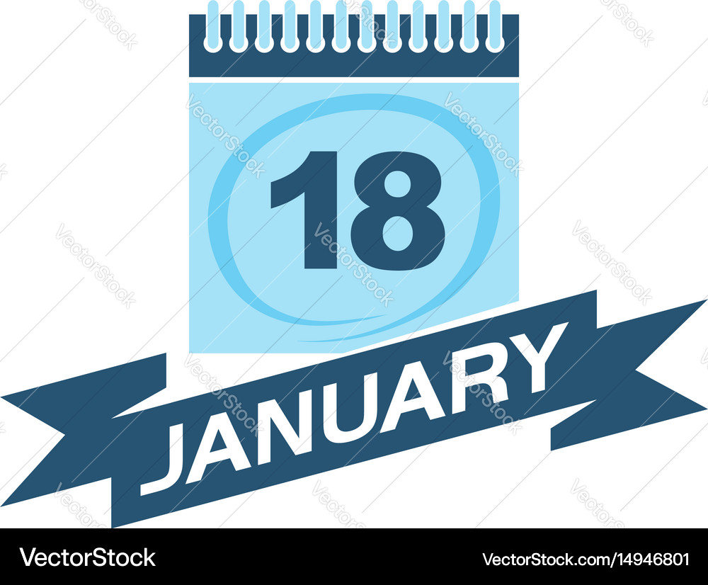 18 january calendar with ribbon Royalty Free Vector Image