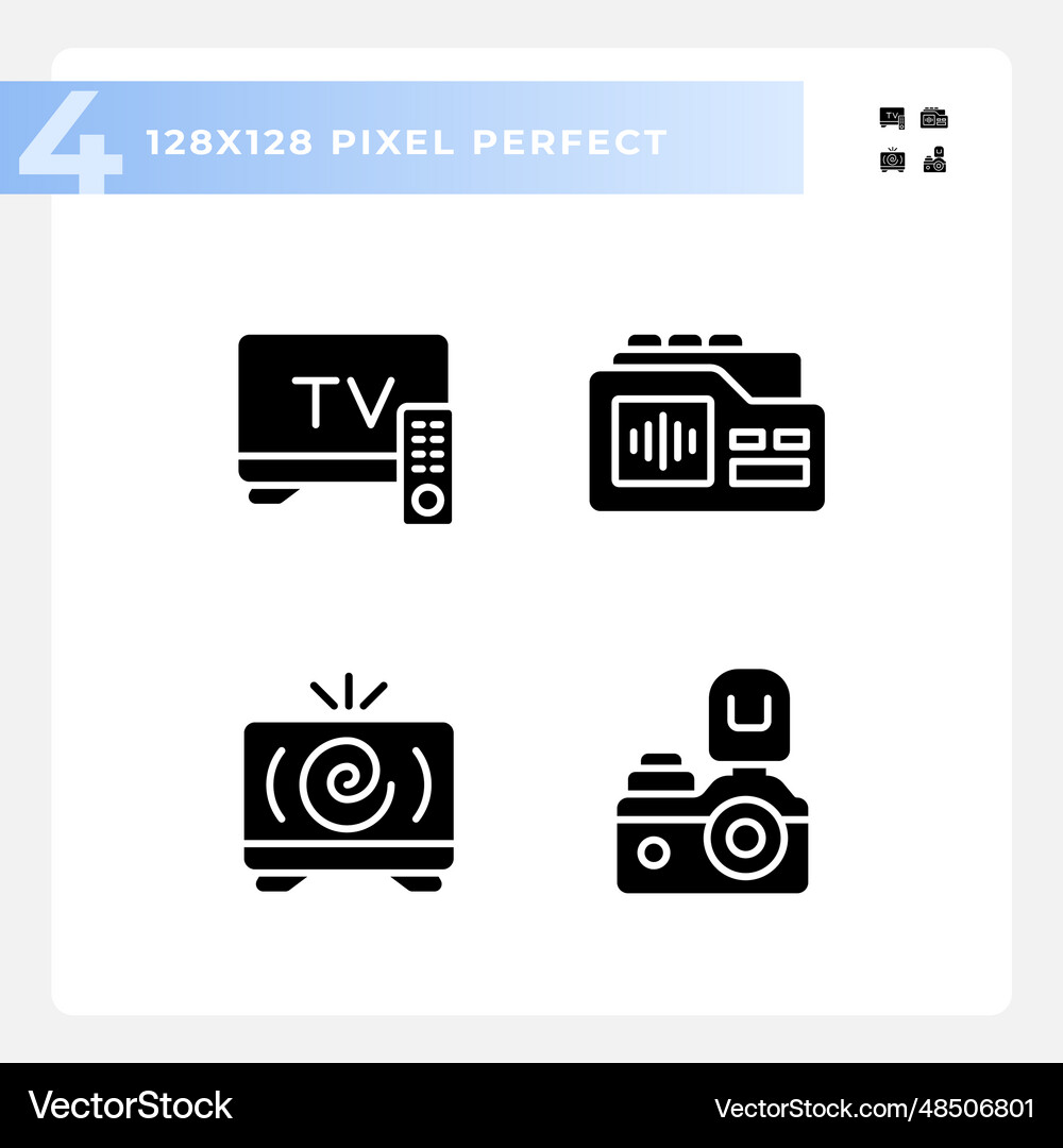 2d pixel perfect pack of glyph style journalism Vector Image
