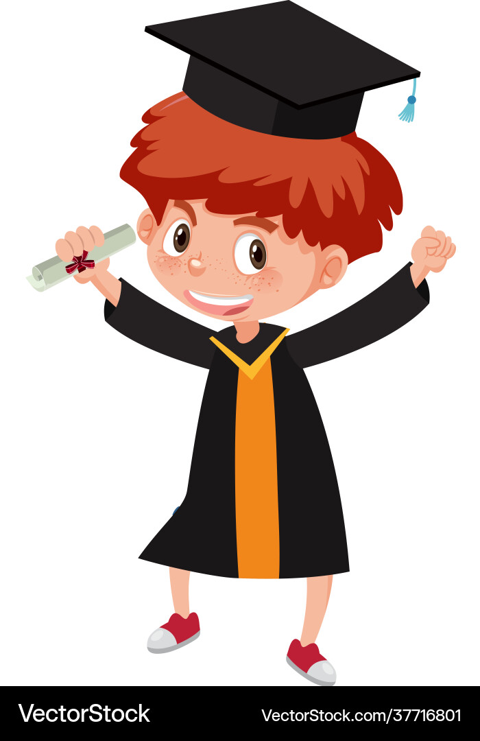 Cartoon character a boy wearing graduation Vector Image