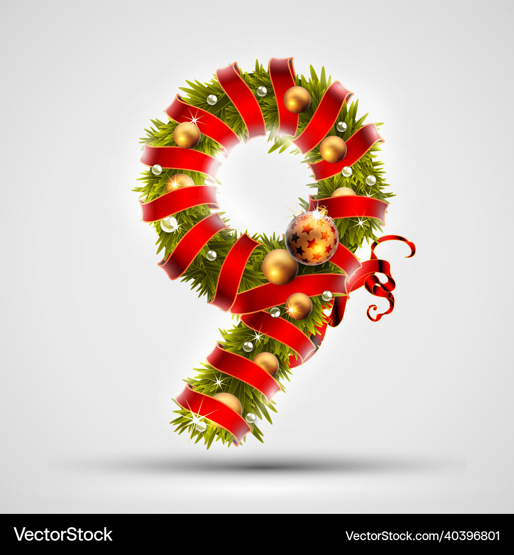 Christmas numbers decorated with fir branches red – Royalty-Free Vector ...