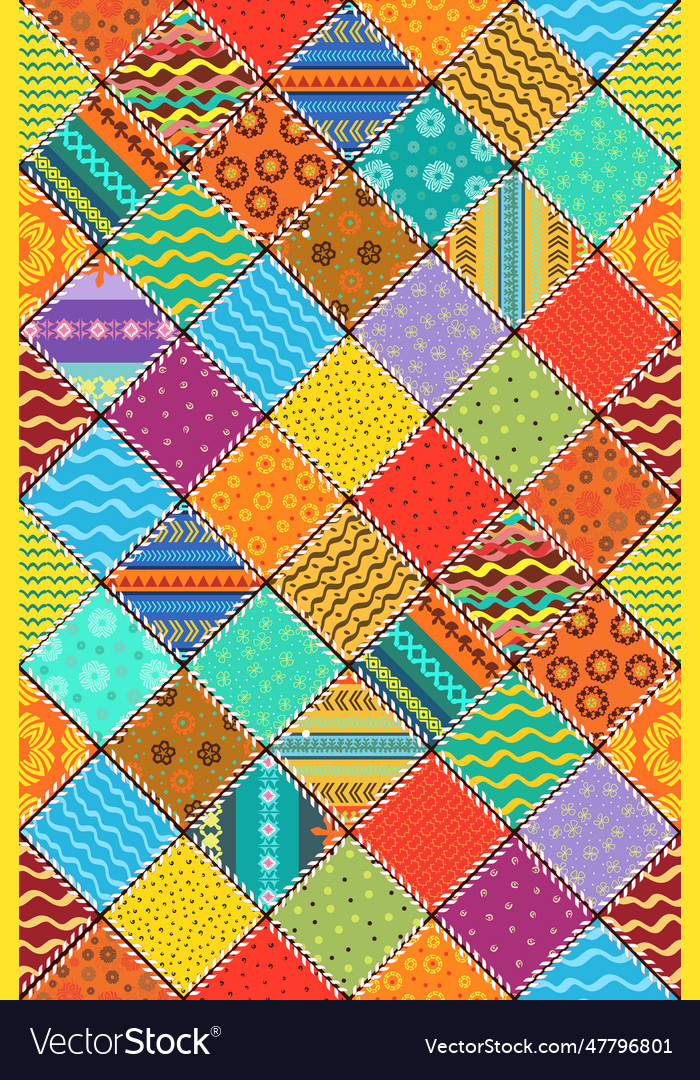 Colorful patchwork quilt pattern seamless texture Vector Image