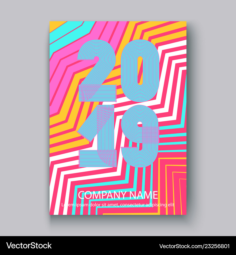 Cover annual report numbers 2019 modern design Vector Image