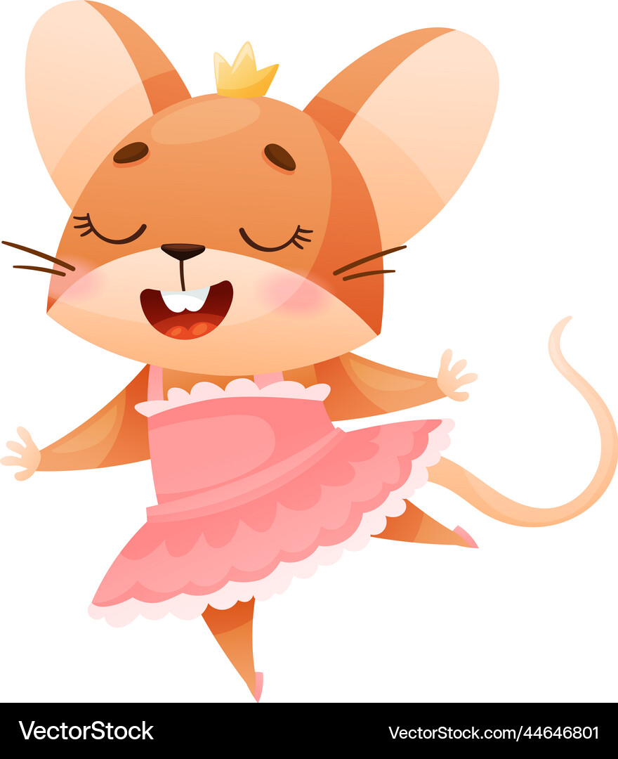 Cute mouse dancing ballet wearing skirt and crown Vector Image
