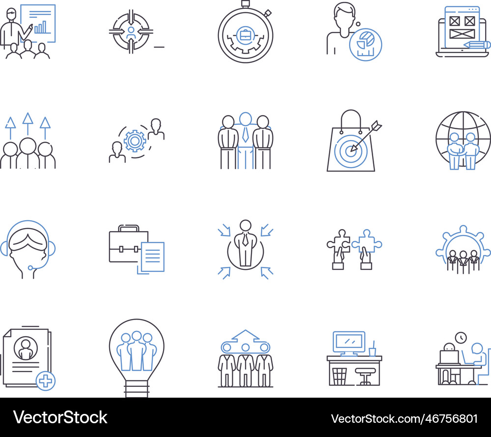 Department cooperation outline icons collection Vector Image