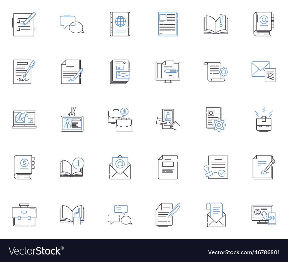 Digital banking line icons collection fintech Vector Image