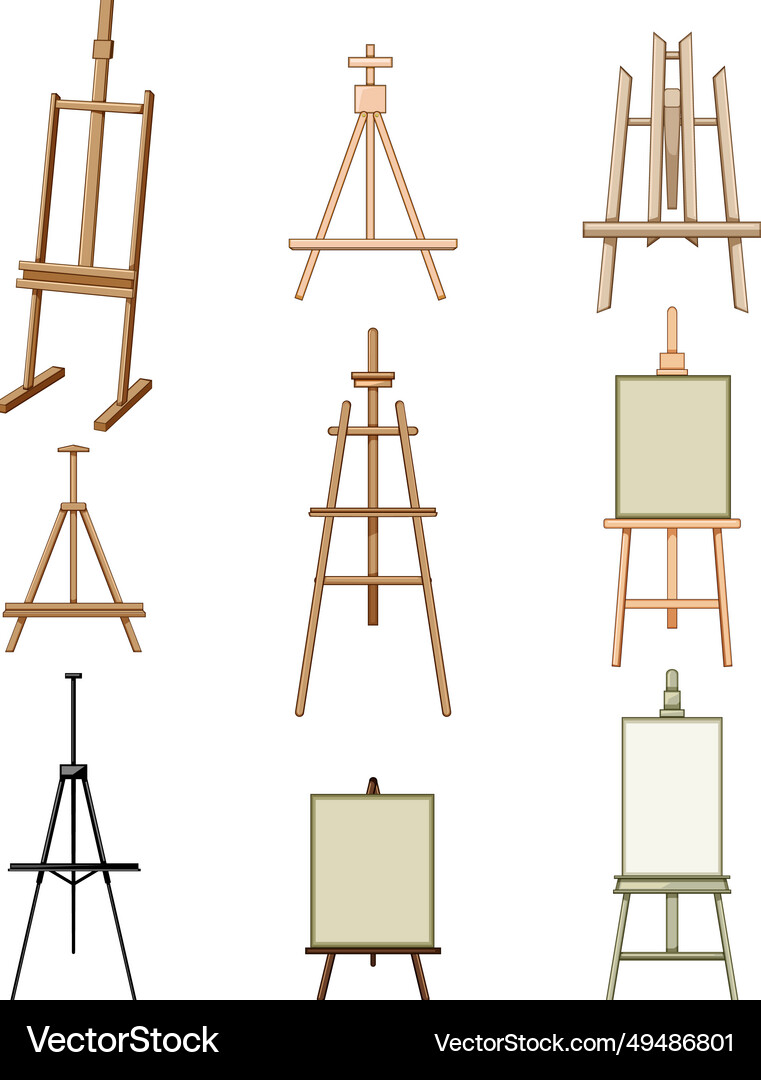 Easel set cartoon Royalty Free Vector Image - VectorStock