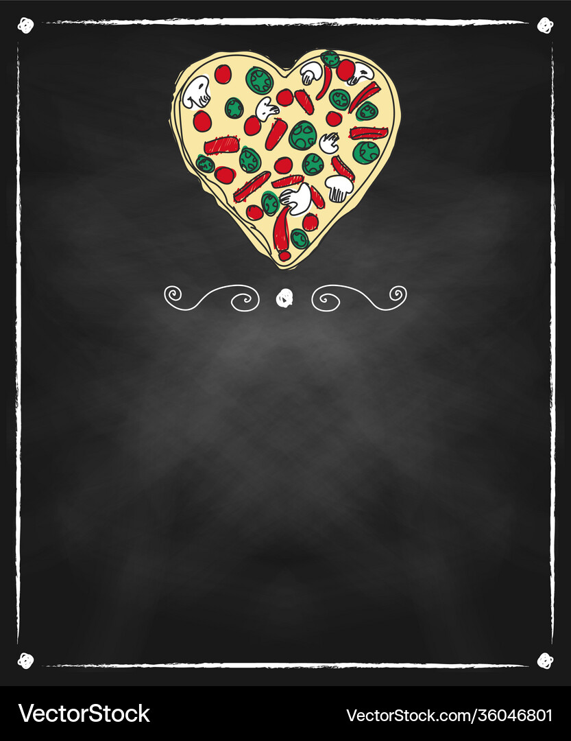 Fresh heart-shaped pizza Royalty Free Vector Image