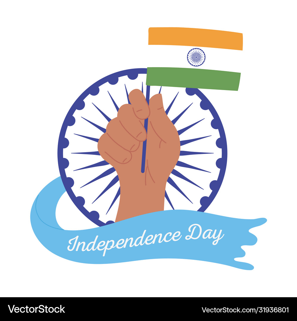 Happy independence day india raised hand Vector Image