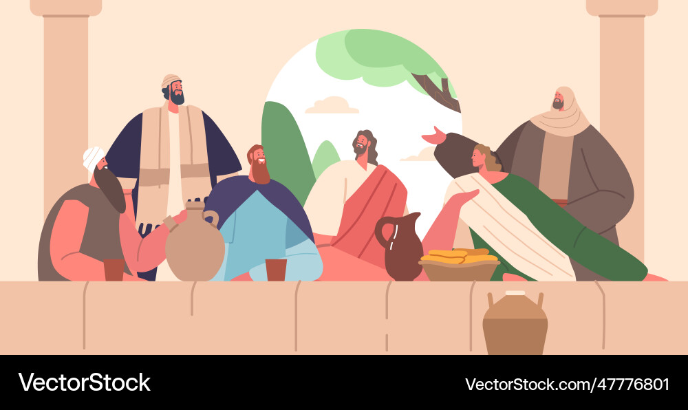 Jesus last supper scene depicted and his Vector Image