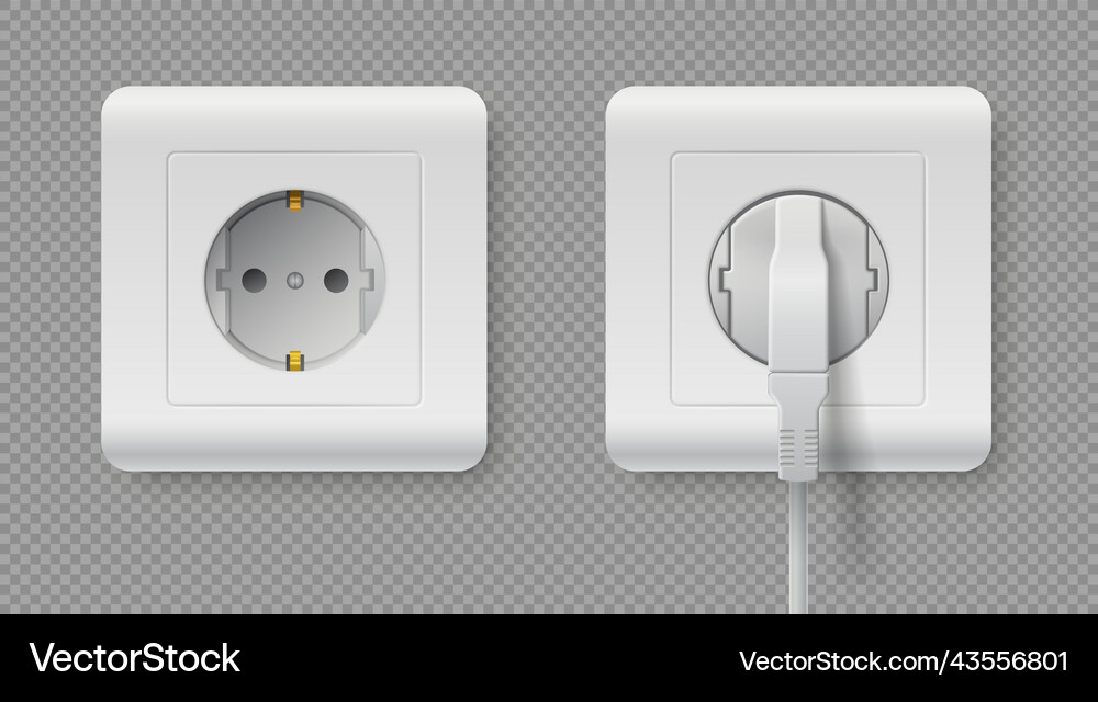 Outlet with power cord realistic 3d electric plug Vector Image