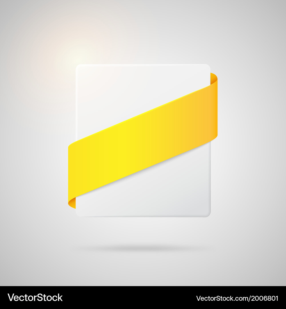 Paper badge with yellow silk ribbon Royalty Free Vector