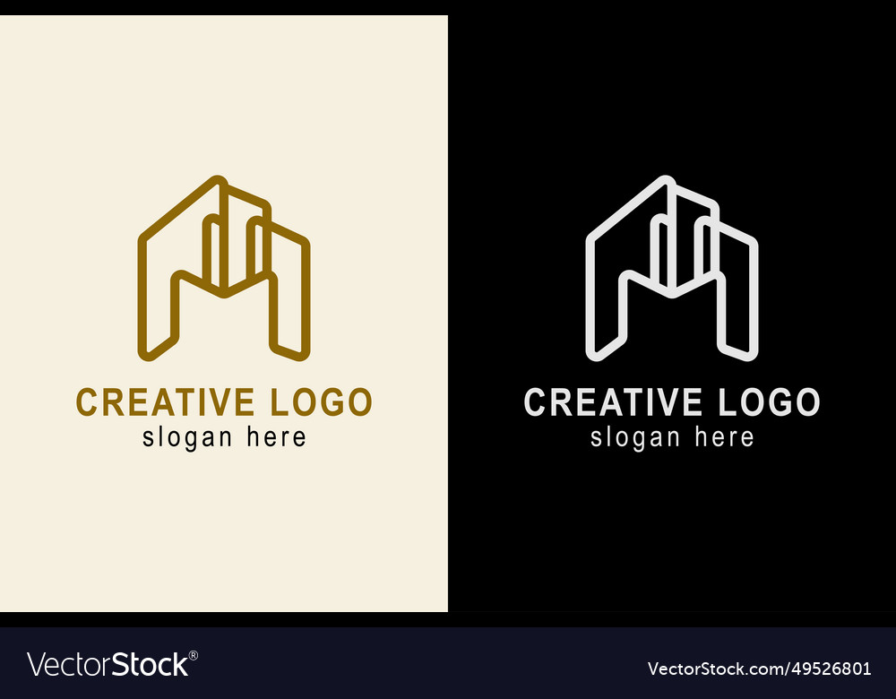 Real estate logo letter m with building simple Vector Image Real estate logo letter m with building simple Vector Image