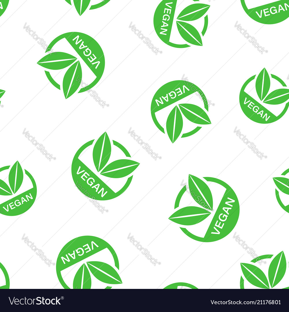 Vegan label badge icon seamless pattern Royalty Free Vector Vegan label badge icon seamless pattern Royalty Free Vector