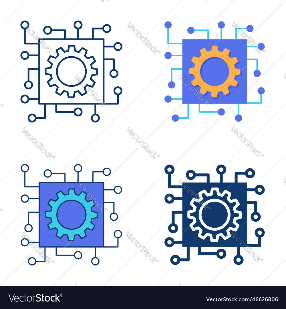 Automated system icon set in flat and line style Vector Image