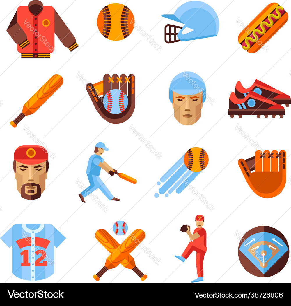 Baseball icons set Royalty Free Vector Image - VectorStock