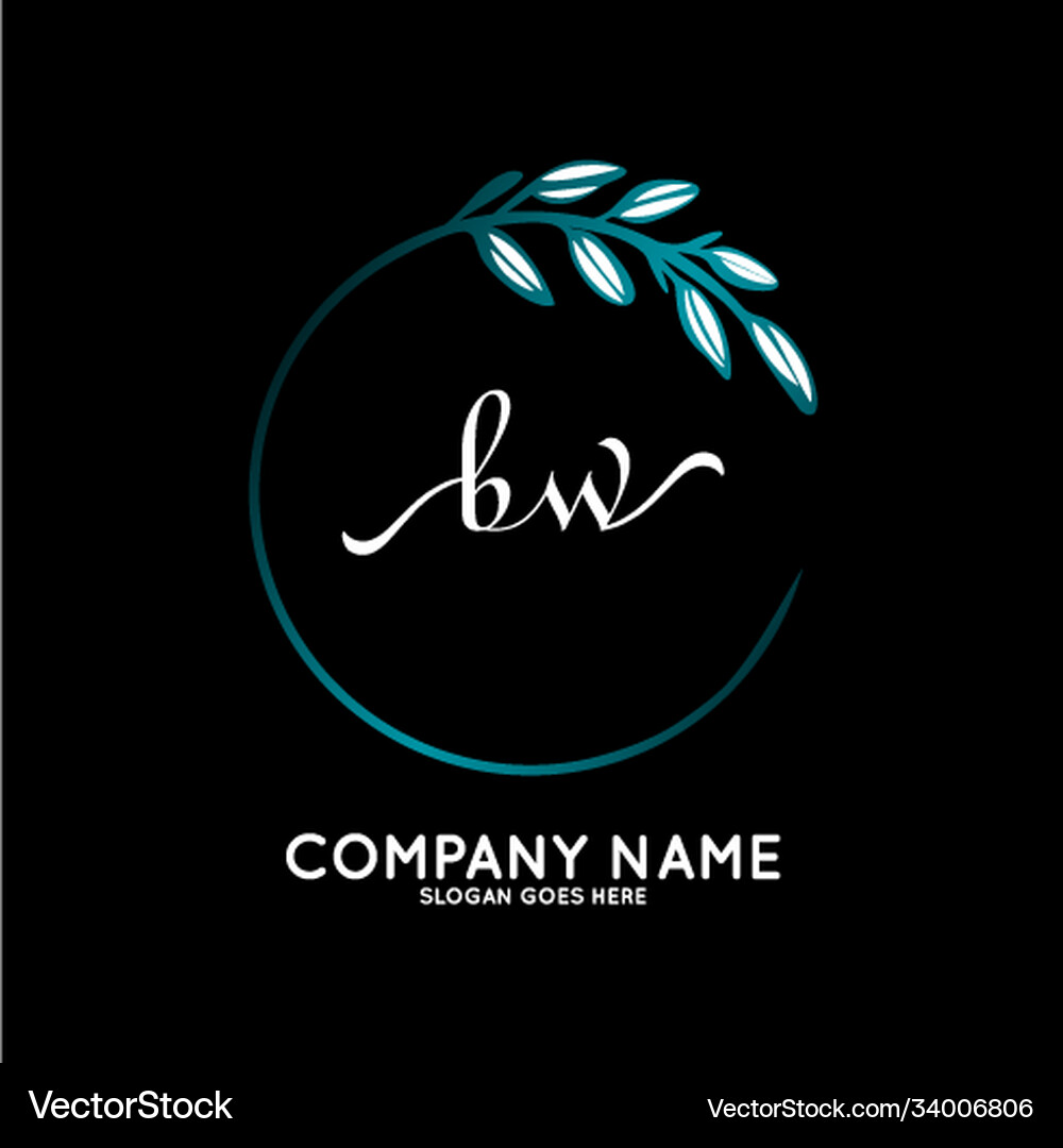 Bw beauty initial logo handwriting Royalty Free Vector Image