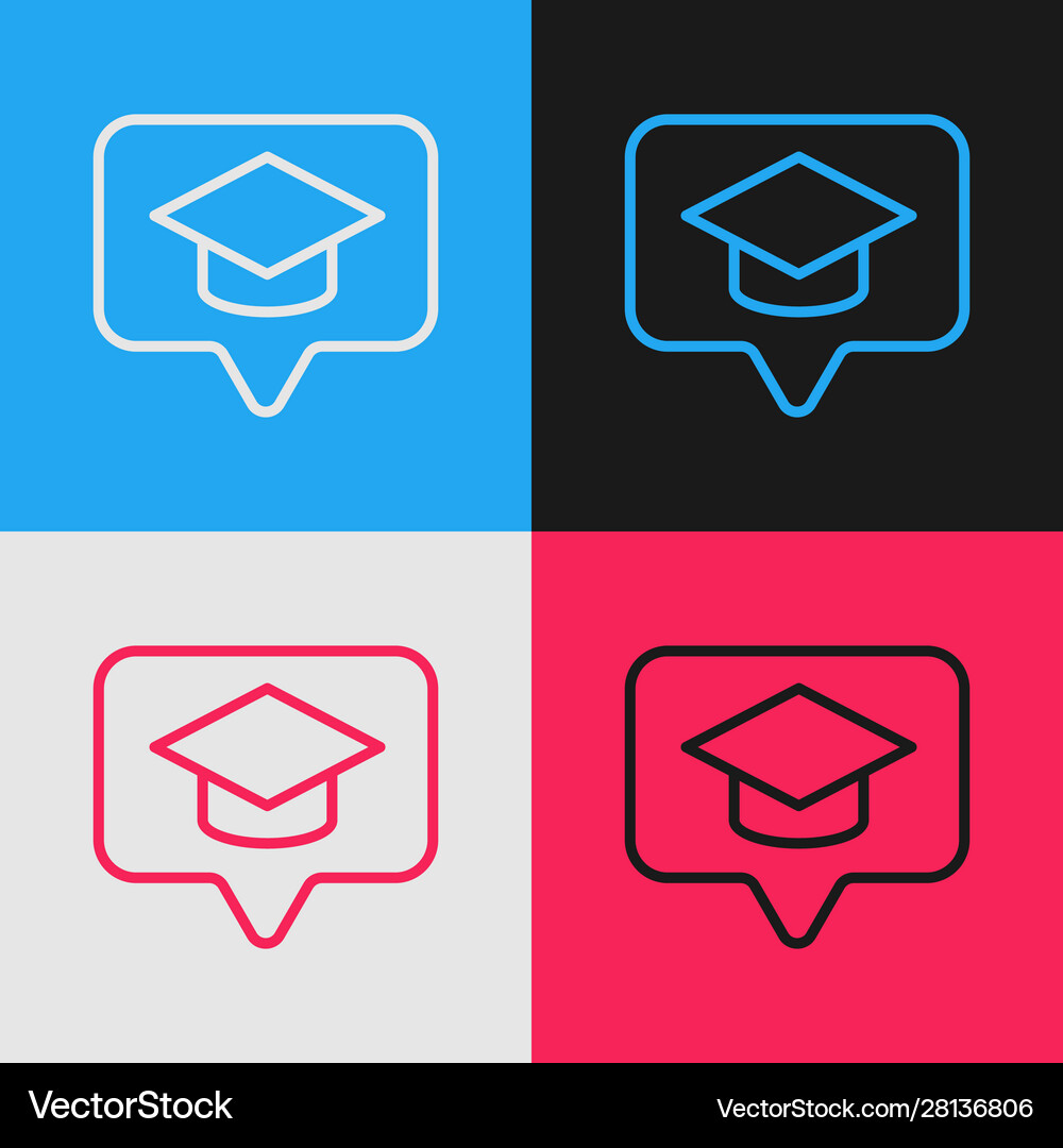Color line graduation cap in speech bubble icon Vector Image