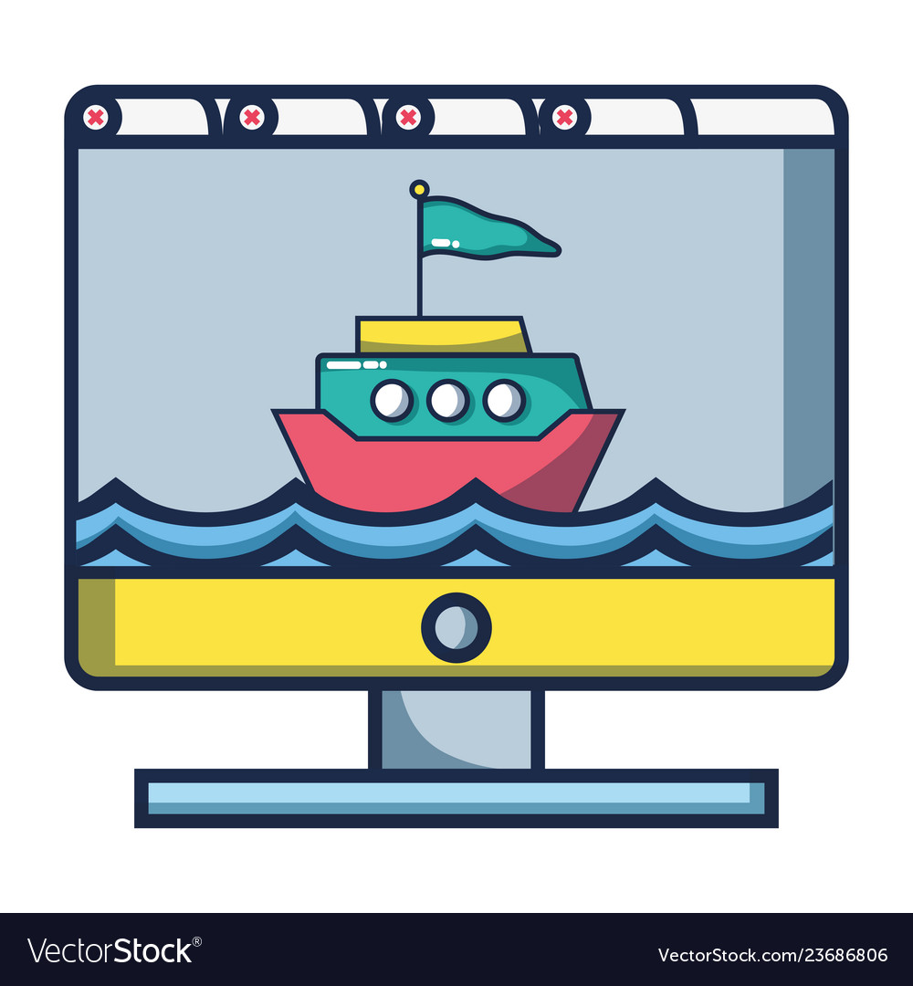 Computer screen cartoon Royalty Free Vector Image