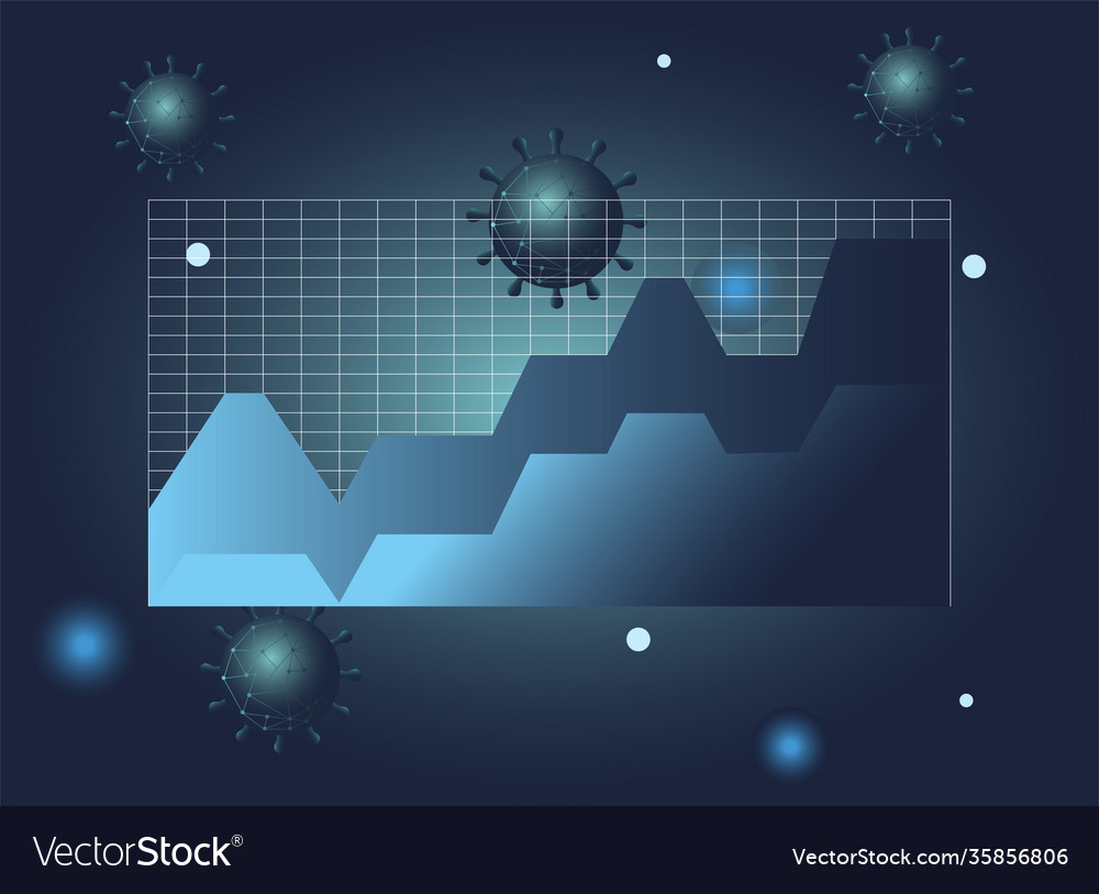 Covid19 19 virus stats area chart gradient style Vector Image