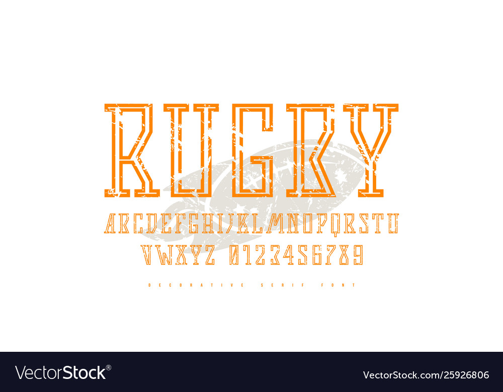 Decorative narrow slab serif font Royalty Free Vector Image Decorative narrow slab serif font Royalty Free Vector Image
