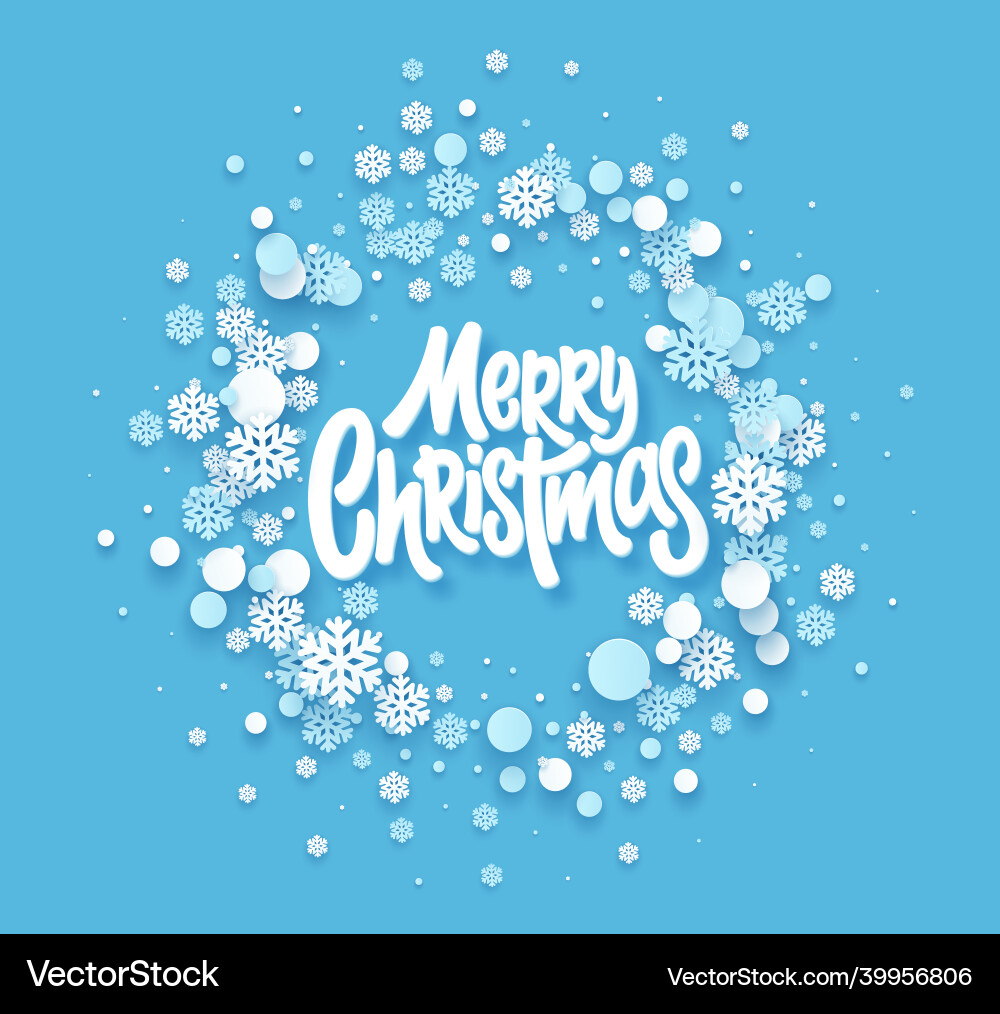 Festive blue christmas background with paper Vector Image