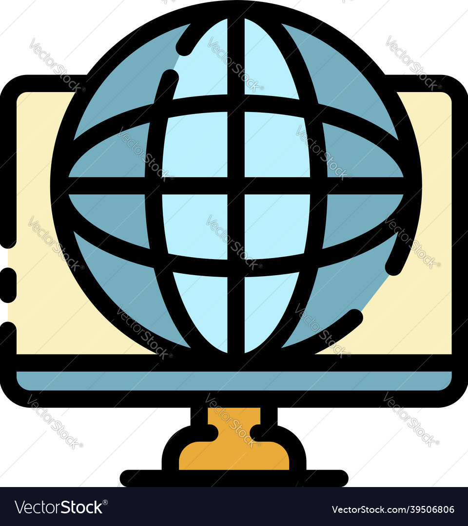 Global finance system icon color outline Vector Image