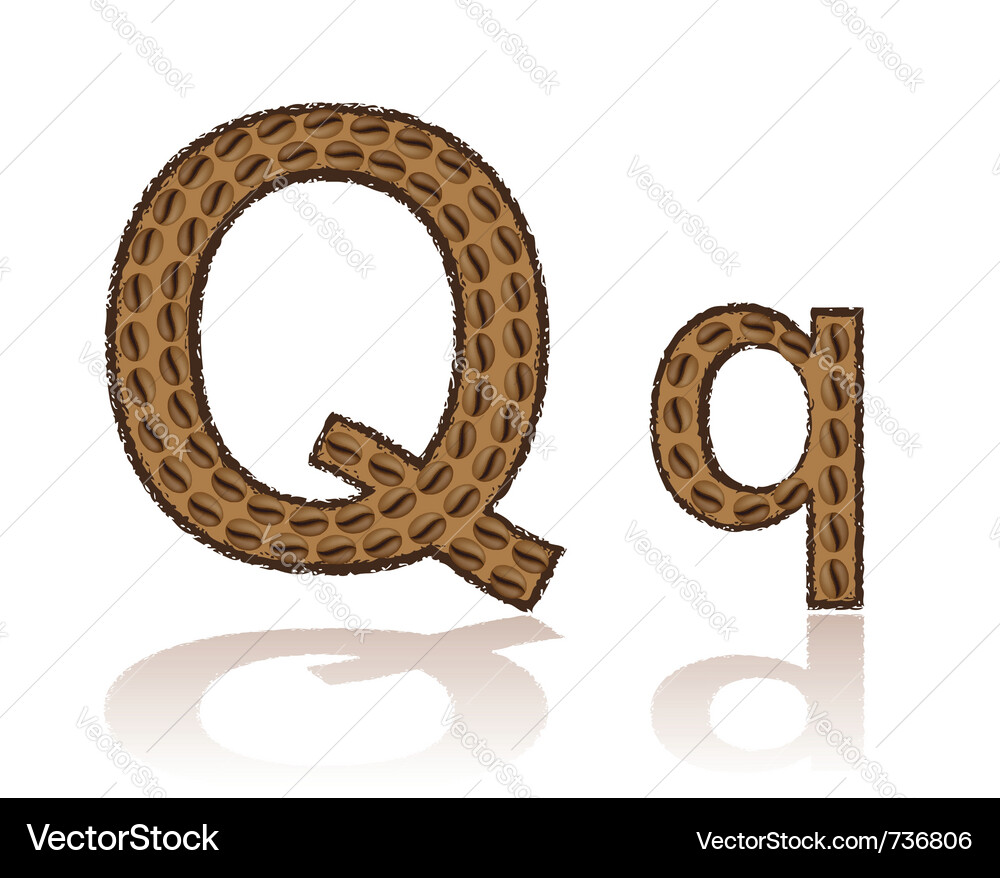 Letter q is made grains coffee isolated on whit Vector Image