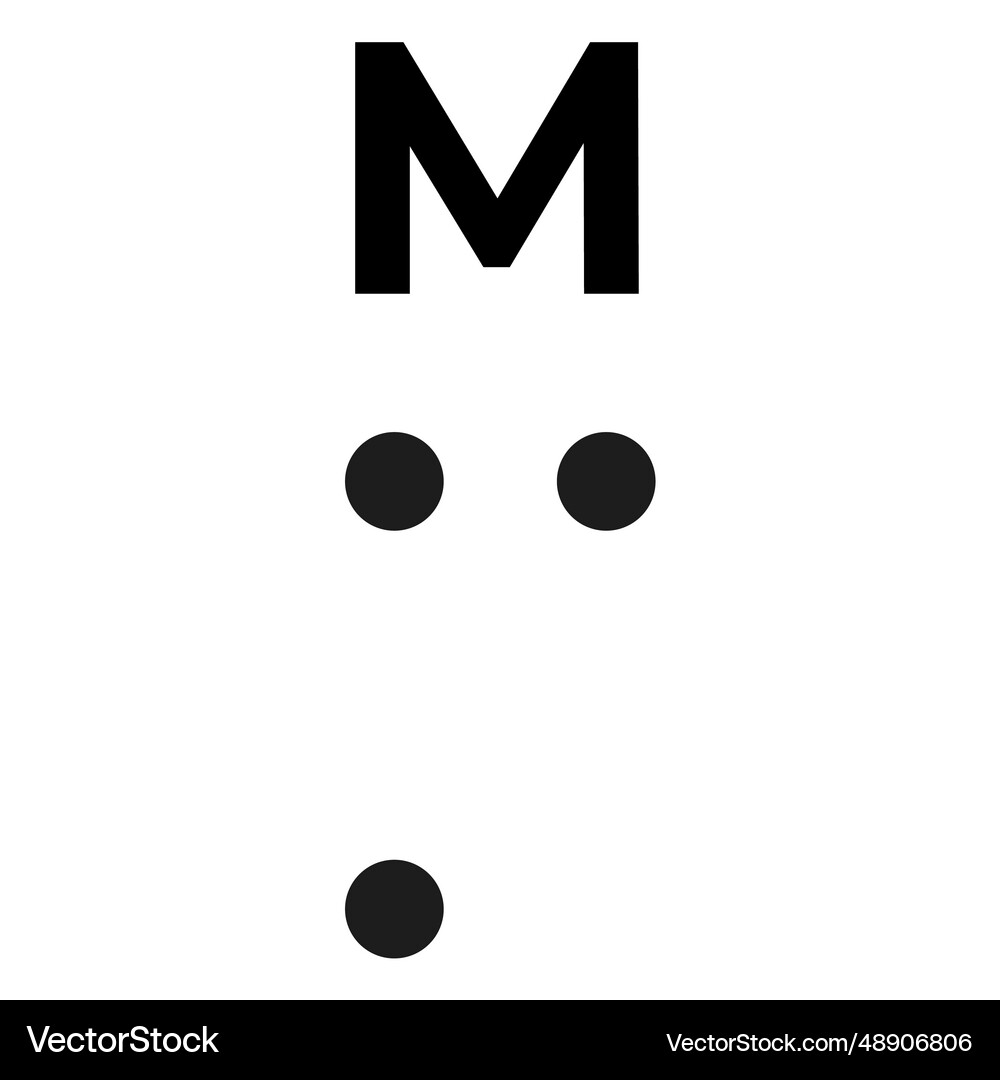 M m letter dot spot stroke Royalty Free Vector Image