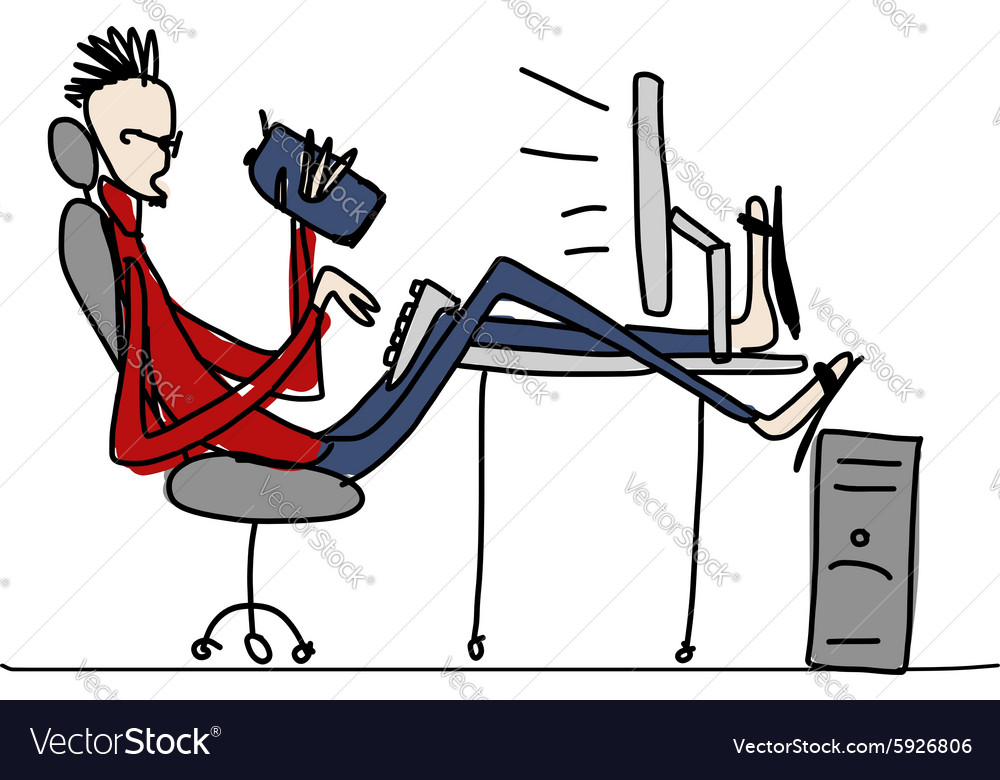 Programmer at work sketch for your design Vector Image